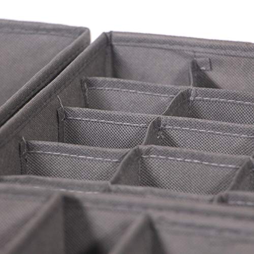 DIOMMELL 12 Pack Foldable Cloth Storage Box Closet Dresser Drawer Organizer Fabric Baskets Bins Containers Divider for Baby Clothes Underwear Bras Socks Lingerie Clothing,M Grey 11-2224