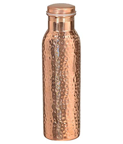 AUNERCART Hammered Copper Water Bottle 32 Oz Copper Vessel Lower Sugar Intake Enjoy Health Benefits Yoga Gym Sports Bottle