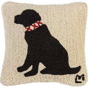 Chandler 4 Corners Artist-Designed Black Lab Hand-Hooked Wool Decorative Throw Pillow (14” x 14”)