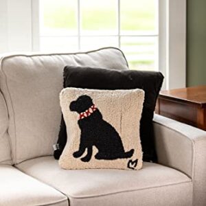 Chandler 4 Corners Artist-Designed Black Lab Hand-Hooked Wool Decorative Throw Pillow (14” x 14”)