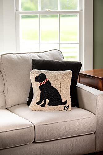 Chandler 4 Corners Artist-Designed Black Lab Hand-Hooked Wool Decorative Throw Pillow (14” x 14”)