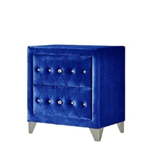 Acme Furniture Dante Nightstand, 30 x 19 x 28, Blue Velvet