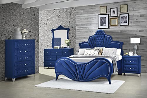 Acme Furniture Dante Nightstand, 30 x 19 x 28, Blue Velvet