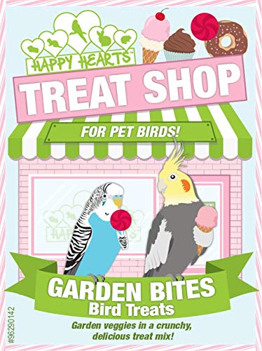 Happy Hearts Treat Shop Garden Bites Carrots and Peas Bird Treats for Cockatiels, Conures 4 oz.