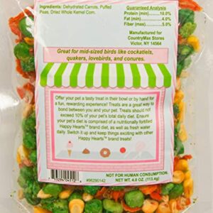 Happy Hearts Treat Shop Garden Bites Carrots and Peas Bird Treats for Cockatiels, Conures 4 oz.