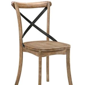 Acme Furniture Set of 2 Side Chairs with X-Shape Back, Rustic Oak