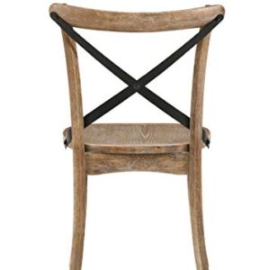 Acme Furniture Set of 2 Side Chairs with X-Shape Back, Rustic Oak