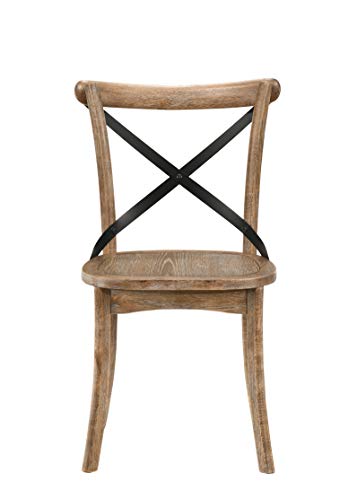 Acme Furniture Set of 2 Side Chairs with X-Shape Back, Rustic Oak