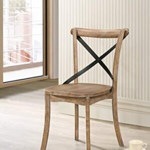 Acme Furniture Set of 2 Side Chairs with X-Shape Back, Rustic Oak