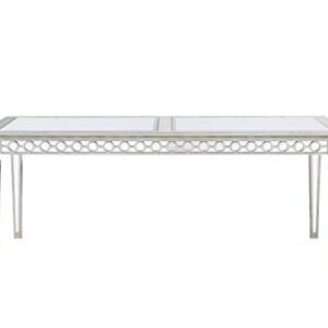 Acme Furniture Varian Dining Table, Mirrored & Antique Platinum