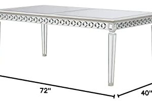 Acme Furniture Varian Dining Table, Mirrored & Antique Platinum