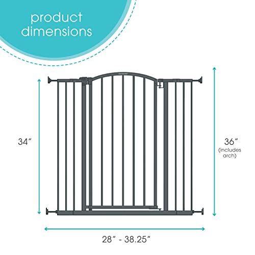 Summer Extra Tall Decor Safety Baby Gate, Gray – 36” Tall, Fits Openings of 28” to 38.25” Wide, 20” Wide Door Opening, Baby and Pet Gate