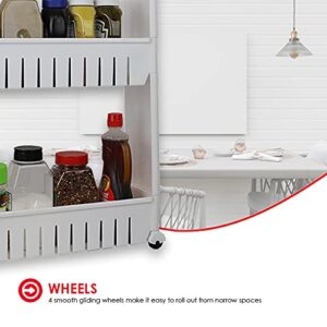 Home Basics 3 Tier Plastic Storage Tower with Wheels, White (1)