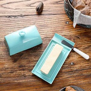 Butter Dish with Lid and Knife Spreader Set - Perfect for East and West Coast Butter, Turquoise - Better Butter & Beyond