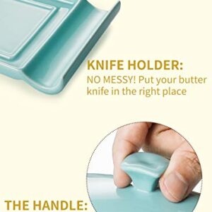 Butter Dish with Lid and Knife Spreader Set - Perfect for East and West Coast Butter, Turquoise - Better Butter & Beyond