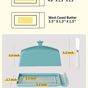 Butter Dish with Lid and Knife Spreader Set - Perfect for East and West Coast Butter, Turquoise - Better Butter & Beyond