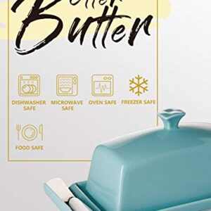 Butter Dish with Lid and Knife Spreader Set - Perfect for East and West Coast Butter, Turquoise - Better Butter & Beyond