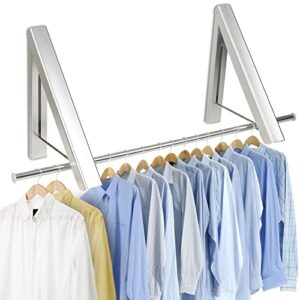 Dehomy Clothes Drying Rack Indoor/Outdoor Wall Mounted Folding Aluminum Folding Clothes Hanger Hanging on Bathroom,Bedroom Balcony and Laundry,Home Storage Organizer (2 Pack)