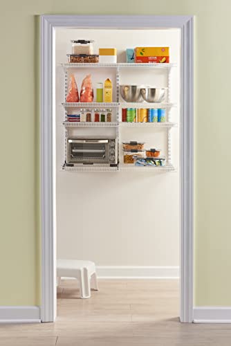 Rubbermaid Pantry 36" Closet Storage Organization System Kit, 4 Shelf System for Pantry Storage, White