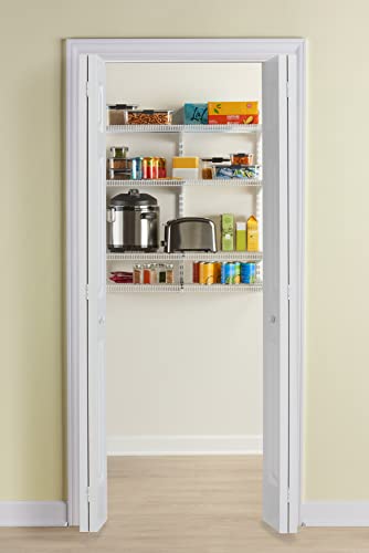 Rubbermaid Pantry 36" Closet Storage Organization System Kit, 4 Shelf System for Pantry Storage, White