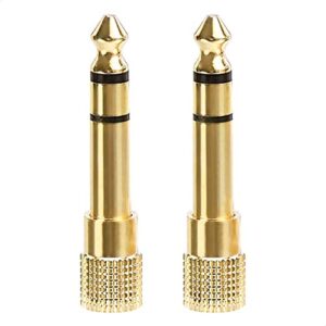 amazon basics gold plated 6.35mm 1/4 male to 3.5mm 1/8 female stereo headphone adapter - 2-pack