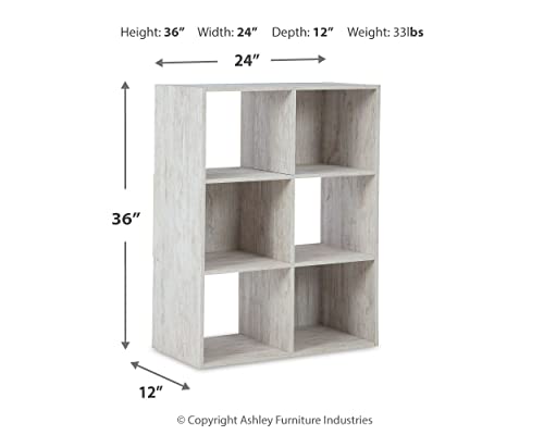 Signature Design by Ashley Paxberry Coastal 6 Cube Storage Organizer or Bookcase, Whitewash