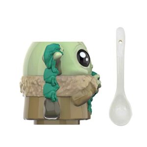 Zak Designs Star Wars The Mandalorian Sculpted Ceramic Coffee Mug with Spoon Collectible Keepsake with Unique 3D Character, 11.5 OZ, Baby Yoda/The Child with Frog