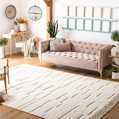 Safavieh Casablanca Shag Collection 8' x 10' Ivory CSB454A Handmade Moroccan Tassel Wool Area Rug