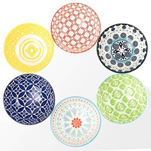 deecoo 6 pack 24 oz premium porcelain bowls set, cereal bowls, ceramic bowls for soup, salad, pasta, rice, large capacity ramen bowls, heat and cold resistant, microwave and dishwasher safe bowls