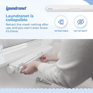 LAUNDRANET Retractable Clothes Drying Rack - Flat Hanging Mesh Drying for Delicate Clothes and Sweaters – Eliminate Bumps and Stretching from Hangers and Lines - 24" Wide and Opens Up to 72" - 1 Pack