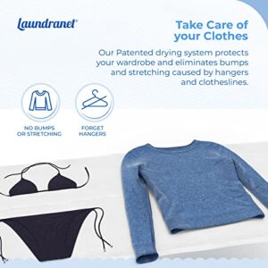 LAUNDRANET Retractable Clothes Drying Rack - Flat Hanging Mesh Drying for Delicate Clothes and Sweaters – Eliminate Bumps and Stretching from Hangers and Lines - 24" Wide and Opens Up to 72" - 1 Pack