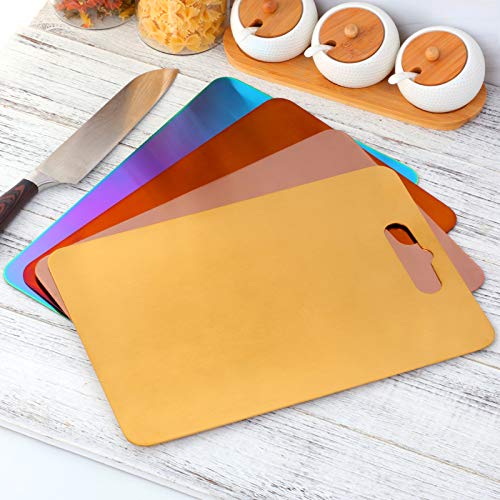 Baikai Kitchen Cutting Board, Stainless Steel Gold Durable Chopping Board, Butcher Block Board with Easy Grip Handle for Meat, Fruit, Vegatable, Cheese (14 x 10 inch)