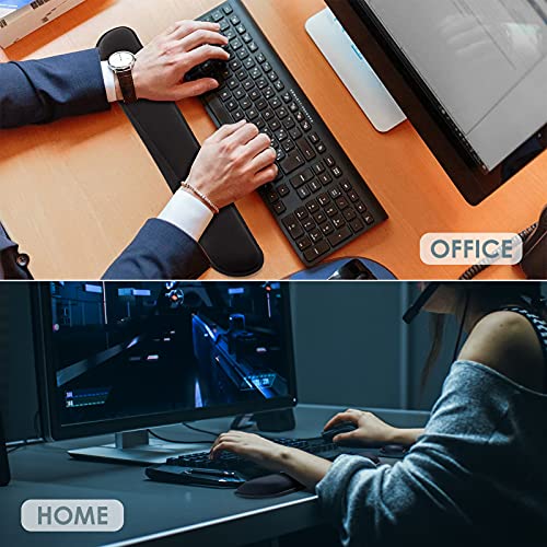 KTRIO Keyboard Wrist Rest, Memory Foam Wrist Pad for Keyboard, Smooth Fiber Wrist Support for Keyboard, Ergonomic Keyboard and Mouse Pad Sets for Easy Typing & Pain Relief for Laptop, Office & Home