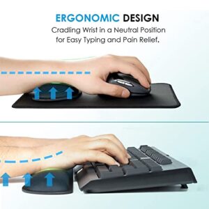 KTRIO Keyboard Wrist Rest, Memory Foam Wrist Pad for Keyboard, Smooth Fiber Wrist Support for Keyboard, Ergonomic Keyboard and Mouse Pad Sets for Easy Typing & Pain Relief for Laptop, Office & Home