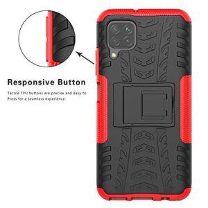 LiuShan Compatible with Huawei P40 Lite Case,Shockproof Heavy Duty Combo Hybrid Rugged Dual Layer Grip Cover with Kickstand for Huawei P40 Lite/Nova 6 SE (Not fit Huawei P30 Lite) Smartphone,Red