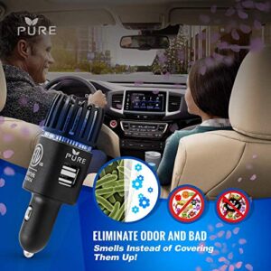 Car Air Purifier ARB Certified Premium Matte Black Air Ionizer & Car Charger Accessory w/ Dual USB Ports - Eliminate Allergens Bad Odor Pet Smell Smoke Pollen Mold Bacteria Viruses PM2.5 & VOCs Deodorizer