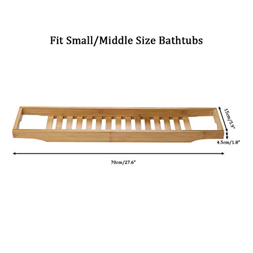 uxcell Bamboo Bathtub Tray, Bathroom Caddy Organizer, Non Slip Bath Serving Table Tray, with Phone/Book/Glass/Holders for Bath