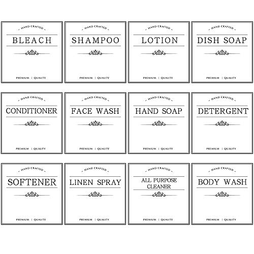 IParts Waterproof Removable Labels for 16oz Spray Bottles and Amber Glass Soap Dispenser, Shampoo and Lotion Dispenser Label Stickers and etc. (12 Pack)