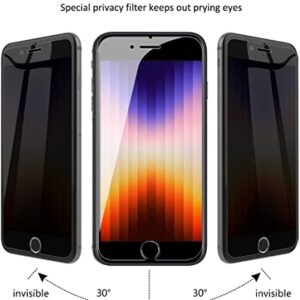 Fotbor Privacy Screen for iPhone SE 2020/2022, iPhone 2nd/3rd Generation Privacy Screen Protector, iPhone SE 2020/2022 Screen Protector Tempered Glass, 4.7-Inch, Anti Spy, 2-Pack (dark)