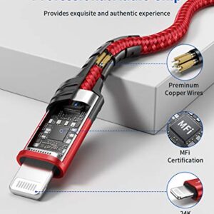 JSAUX Lightning to 3.5mm iPhone AUX Cord 6FT, [Apple MFi Certified] AUX Cord for iPhone Headphones Jack Compatible with iPhone 14/14 Plus/14Pro/13/13 Pro Max/12/12 Pro/11/X/XS/XR/8/Car Stereo-Red