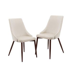 canglong upholstered high back metal kitchen, dining, living, guest, bed room side chair, set of 2, beige+brown legs