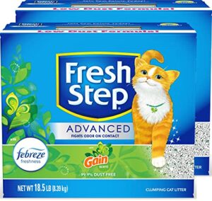 fresh step clumping cat litter, with gain, advanced, extra large, 37 pounds total (2 pack of 18.5lb boxes)