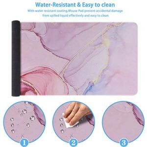 iCasso Extended Gaming Mouse Pad (35.4x15.7 in), Large 3mm Non-Slip Rubber Base Mousepad with Stitched Edges, Waterproof Keyboard Mouse Mat Desk Pad for Work, Game, Office, Home - Glitter Marble