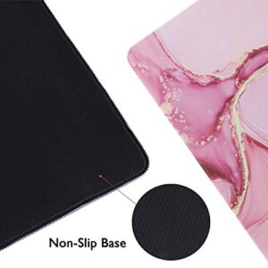 iCasso Extended Gaming Mouse Pad (35.4x15.7 in), Large 3mm Non-Slip Rubber Base Mousepad with Stitched Edges, Waterproof Keyboard Mouse Mat Desk Pad for Work, Game, Office, Home - Glitter Marble