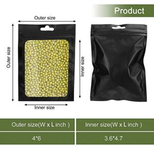 100 Pieces Smell Proof Bags,4 x 6 Inch Resealable Mylar Ziplock Food Storage Bags with Clear Window Coffee Beans Packaging Pouch for Food Self Sealing Storage Supplies (Black)