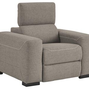 Signature Design by Ashley Mabton Contemporary Adjustable Power Recliner with USB Charging, Light Gray