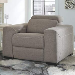 Signature Design by Ashley Mabton Contemporary Adjustable Power Recliner with USB Charging, Light Gray