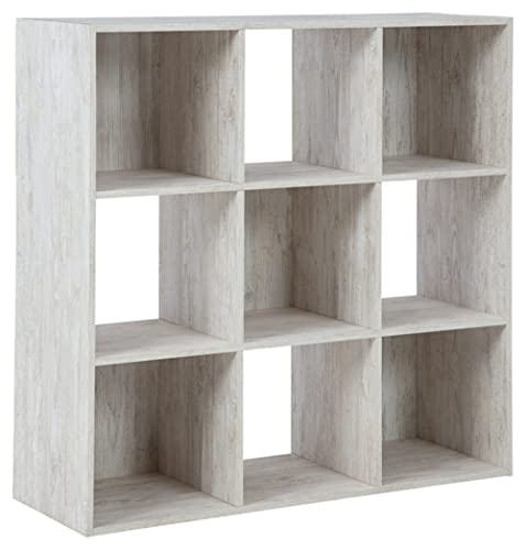 Signature Design by Ashley Paxberry Coastal 9 Cube Storage Organizer or Bookcase, Whitewash