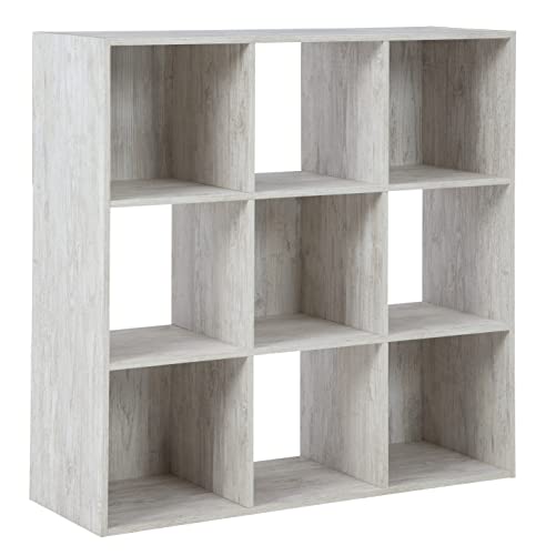 Signature Design by Ashley Paxberry Coastal 9 Cube Storage Organizer or Bookcase, Whitewash