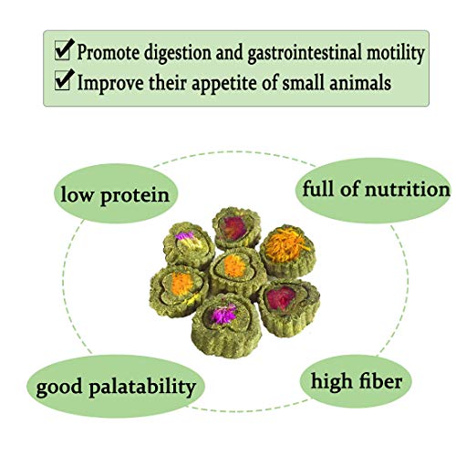 36 Pcs Bunny Chew Toys,Natural Organic Timothy Hay Handmade Grass Cakes Molar Snacks Treats for Bunny Chinchilla Guinea Pig Dwarf Rabbit Improves Teeth Health